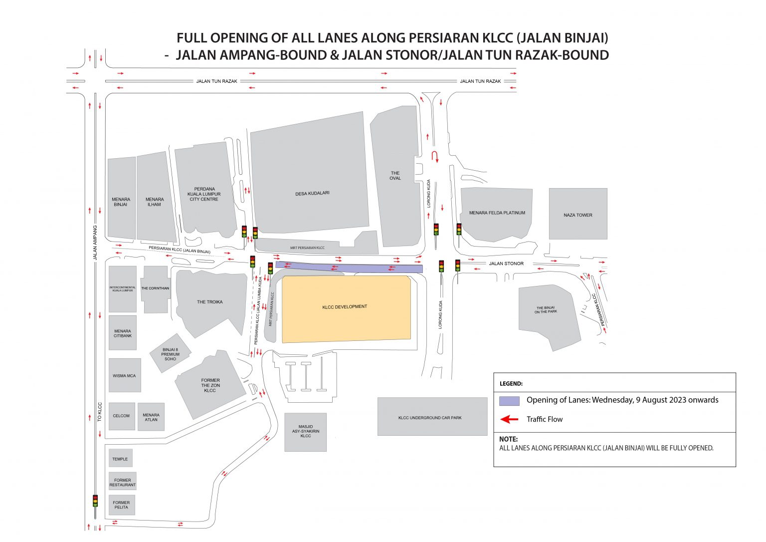 Full Opening of all Lanes Along Persiaran KLCC (Jalan Binjai) – Jalan ...